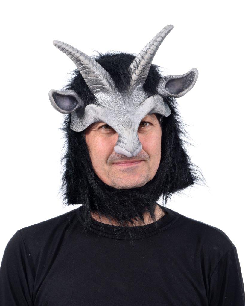 Cute Black Faun Satyr Goat Headpiece Latex Face Mask - Zagone Studios, LLC