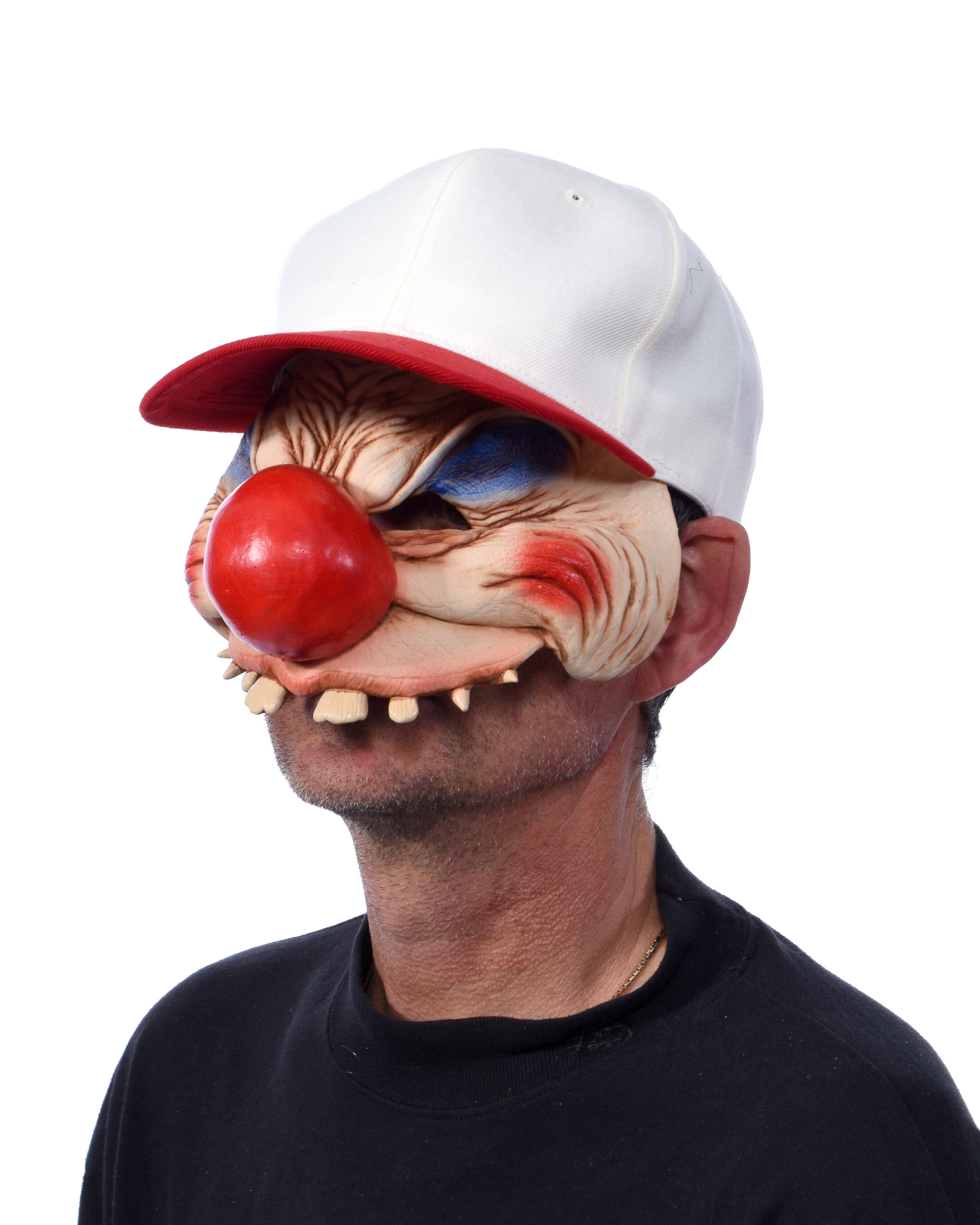 Clowning Around, Goofy Latex Face Half Mask with Attached Adjustable H ...